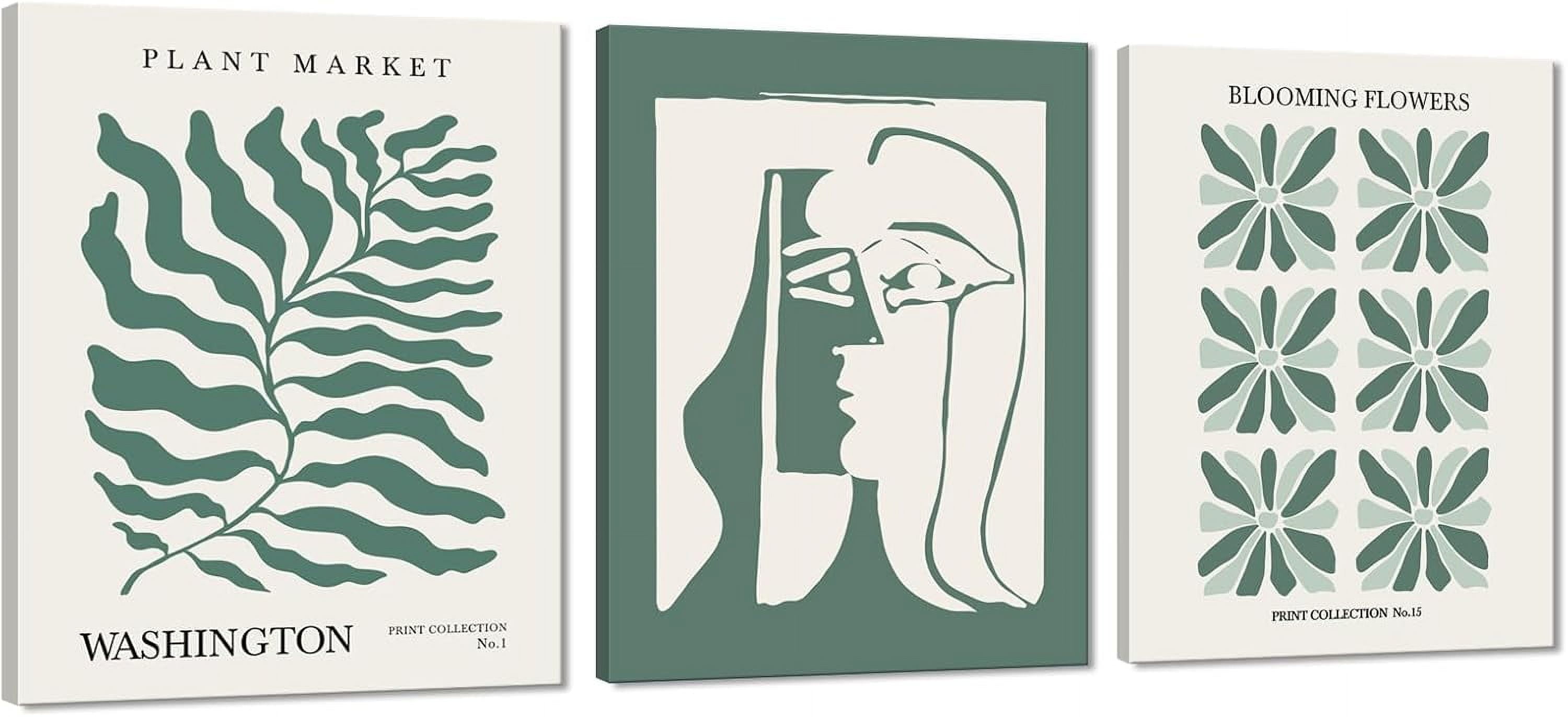 Set of 3 Boho Wall Decor Sage Green Minimalist Posters Wall Art ...