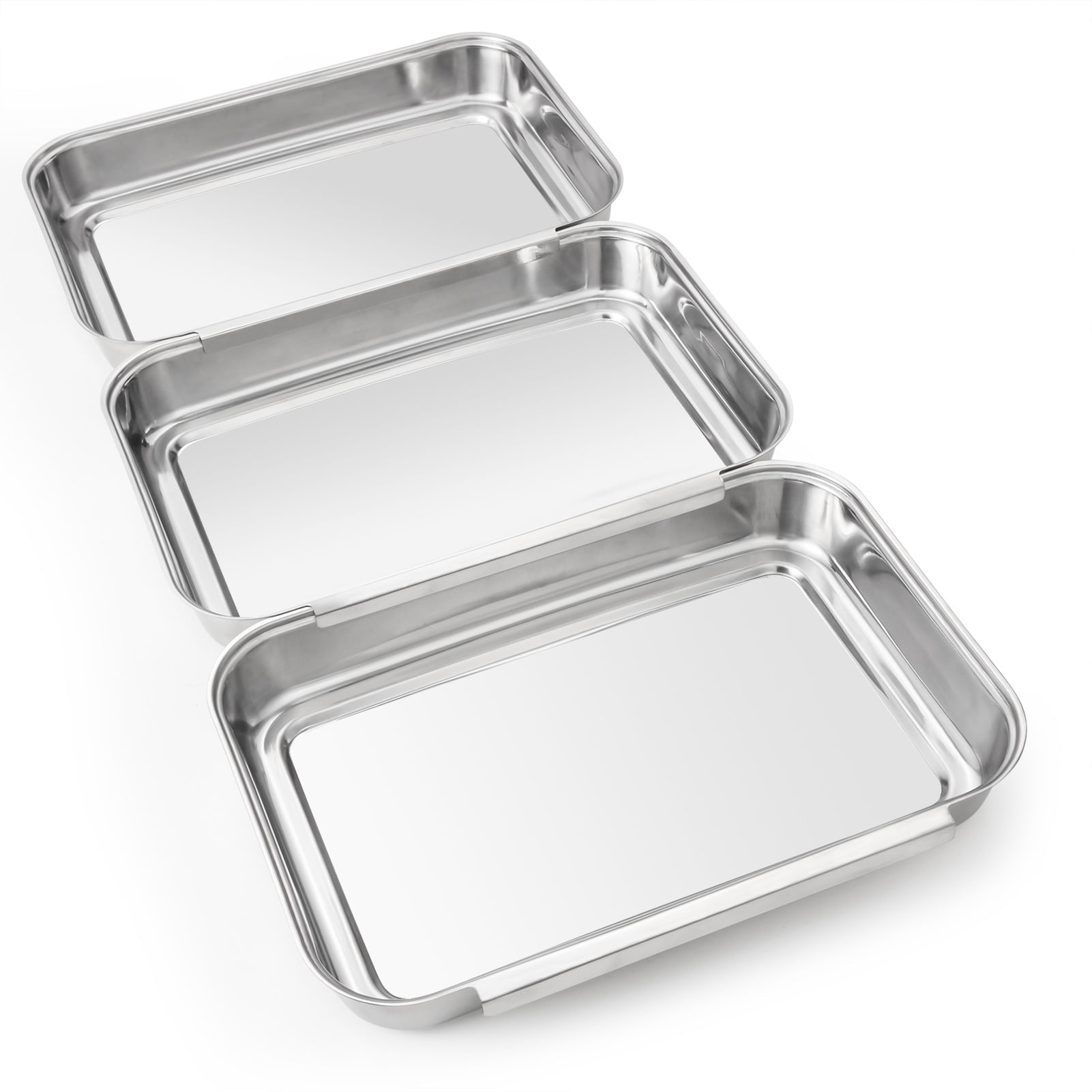 Set of 3 Breading Pans, Stainless Steel Breading Set for Marinating ...