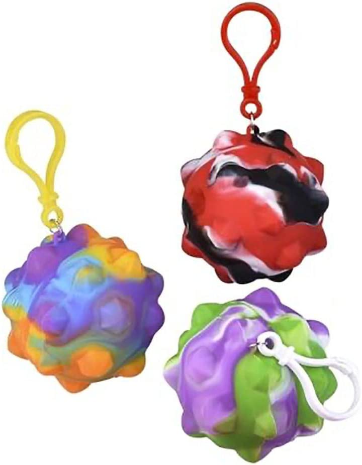 Set of 3 Bubble Pop Ball ON CLIP - Bubble Poppers on Ball Squeeze to ...