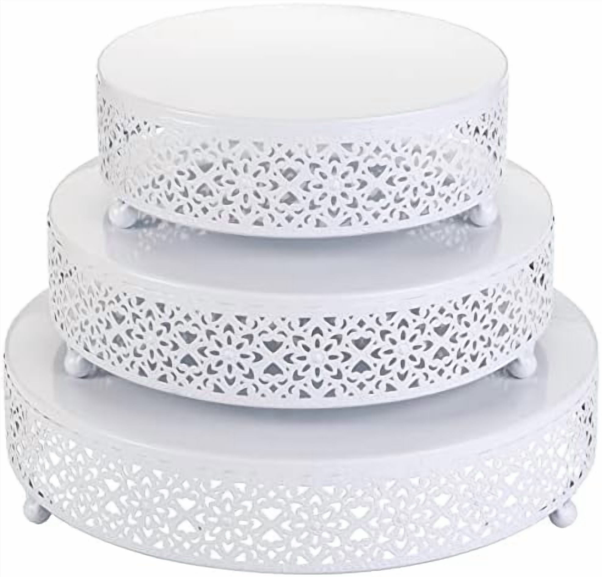 Set of 3 Cake Stand, Dessert Display Cupcake Stands, Round Metal Cake ...
