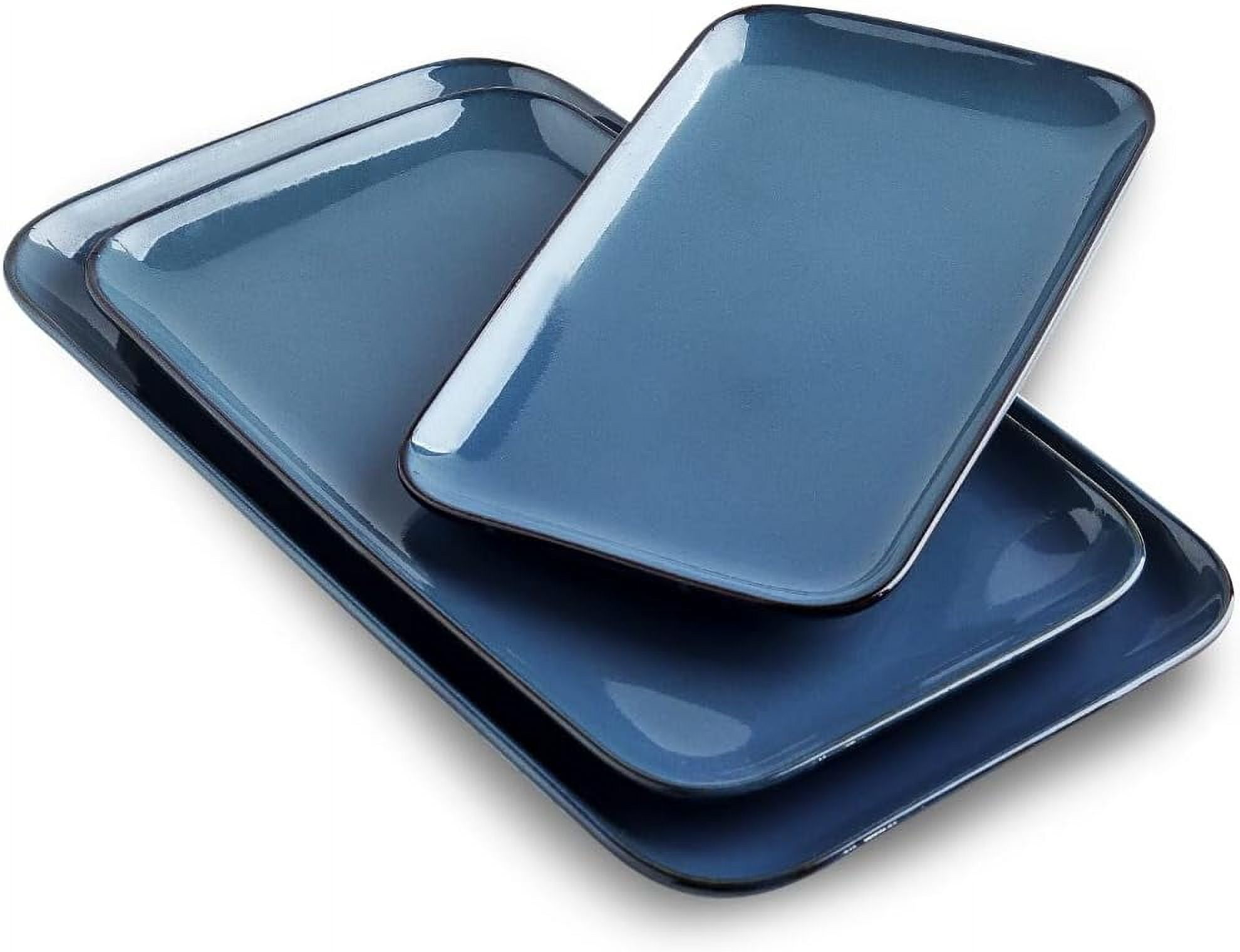 Set of 3 Ceramic Rectangular Serving Tray, 14/12/10 Inch Porcelain ...