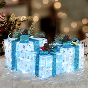 6ft Lighted Gift Box Tower, Pre-Lit Pull up Present Boxes with 200 LED ...