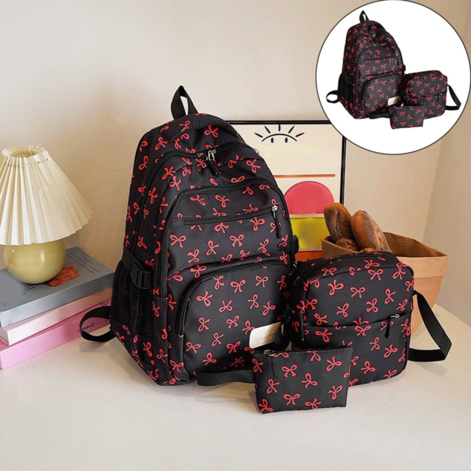 Set of 3 Coquette Bow Backpack Bow Crossbody Bag Bow Pencil Case ...