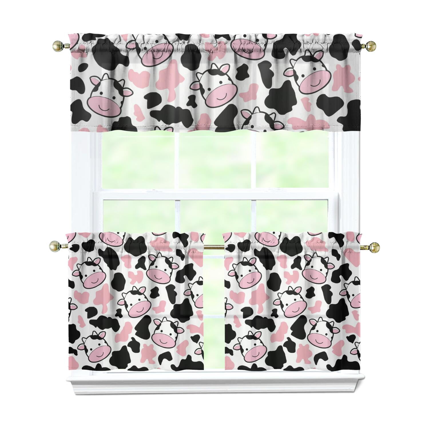 Set of 3 Cow Lovers Kitchen Curtains - Funny Highland Cow Print Semi ...