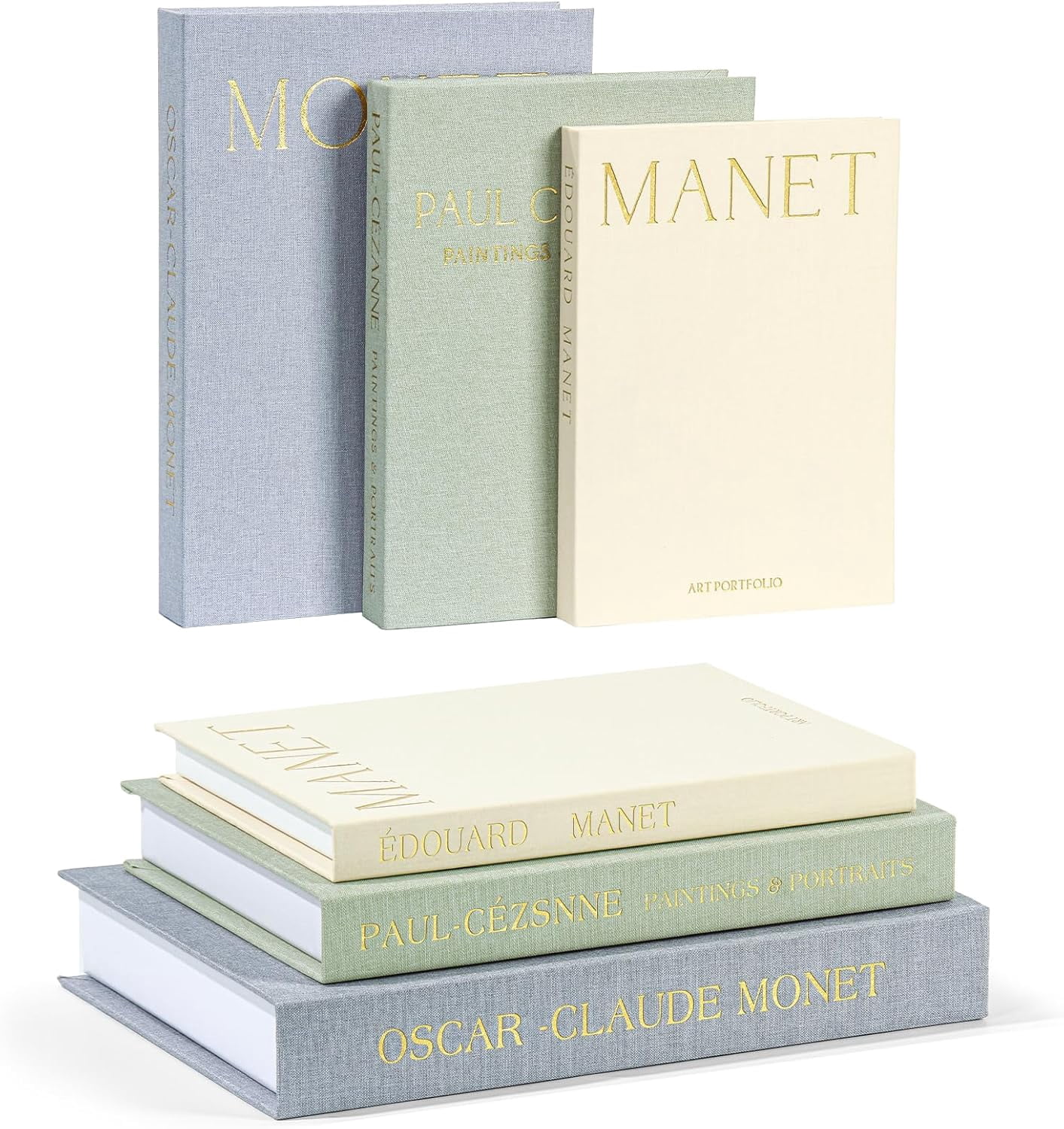 Set of 3 Decorative Books for Home Decor, Linen Faux Books for Coffee ...