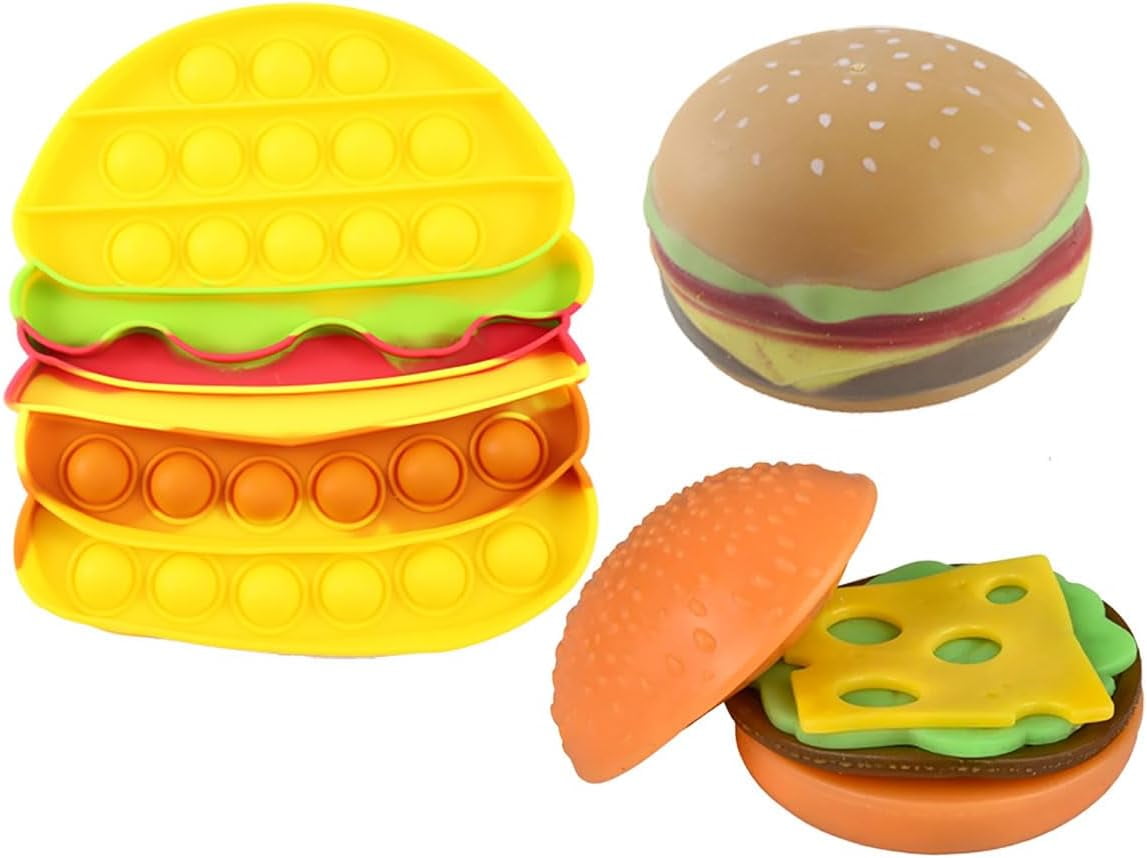 Set of 3 Different Hamburger Fidgets - Stretchy and Squishy Burger ...