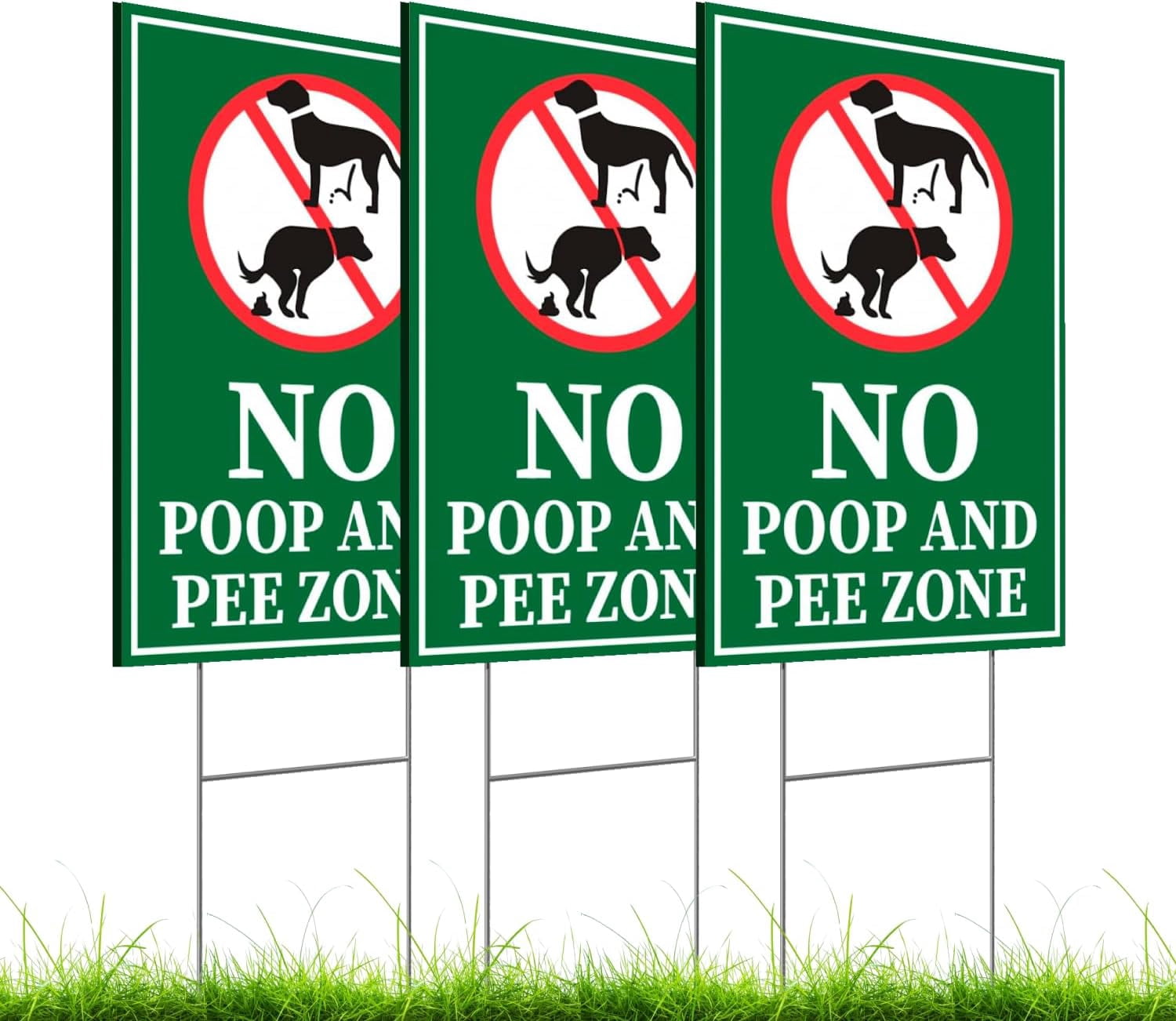 Set of 3 Double Sided 12x8 Inches Plastic Sign "No Poop and Pee Zone ...