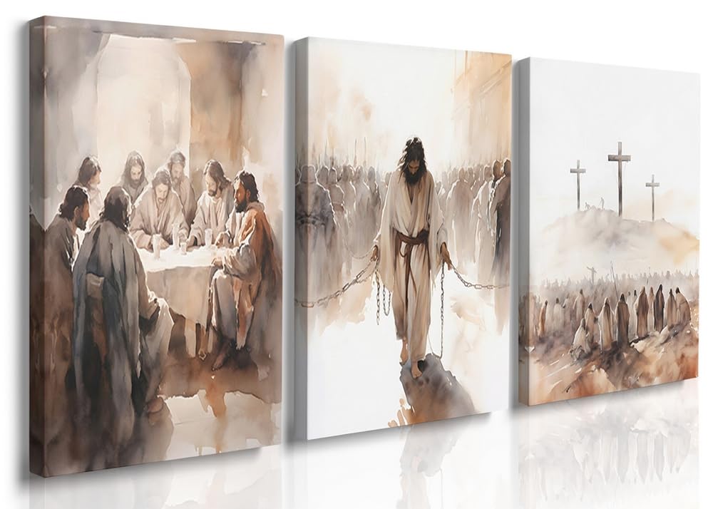 Set of 3 Easter Wall Art - Church Wall Decor: The Last Supper, Jesus in ...