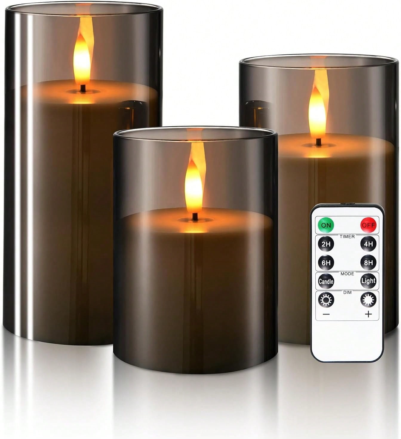 Set Of 3 Flameless Candles Battery Operated LED Flickering Electric ...