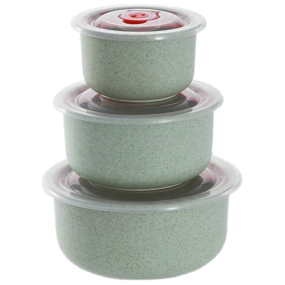 Set of 3 Food Storage Containers,Unbreakable Wheat Bowl Set with Lid ...