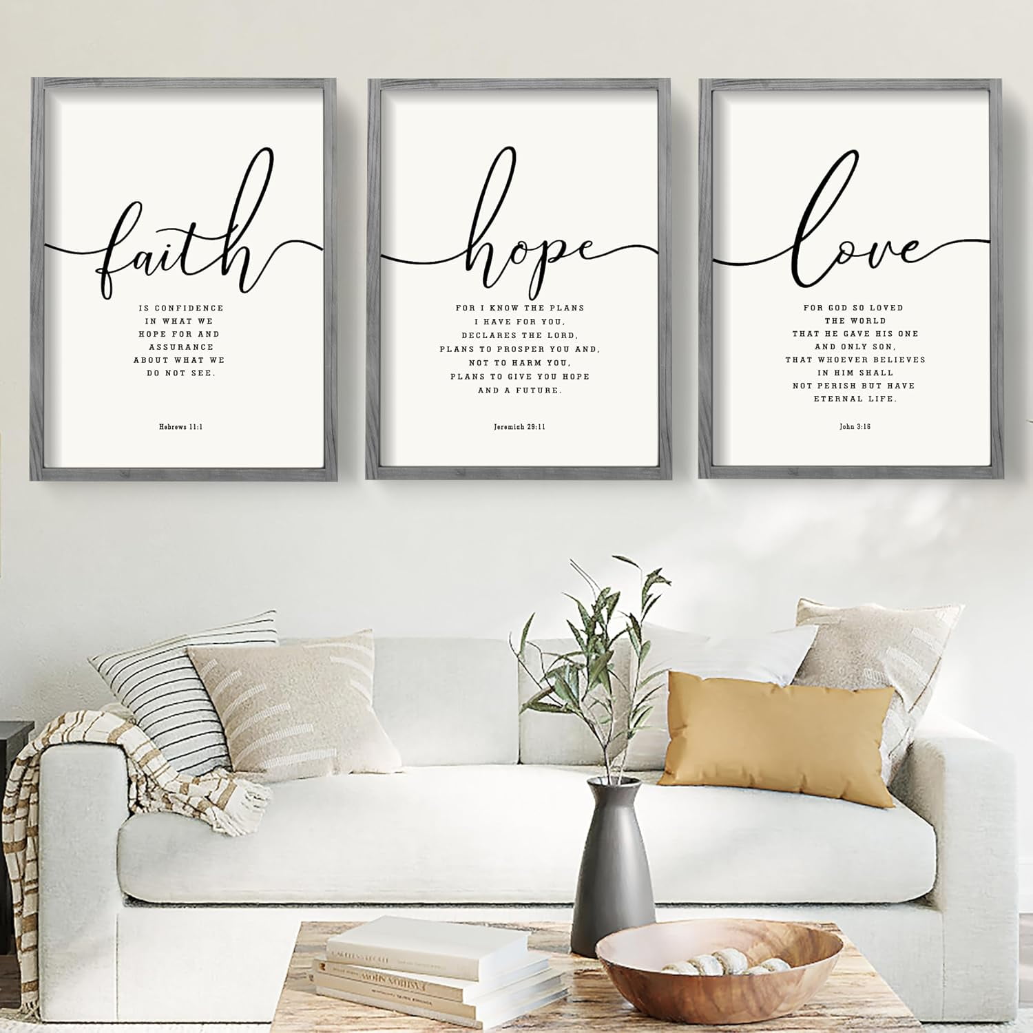Set of 3 Framed Farmhouse Bible Verses Wall Decor Sign 11”x14 ...