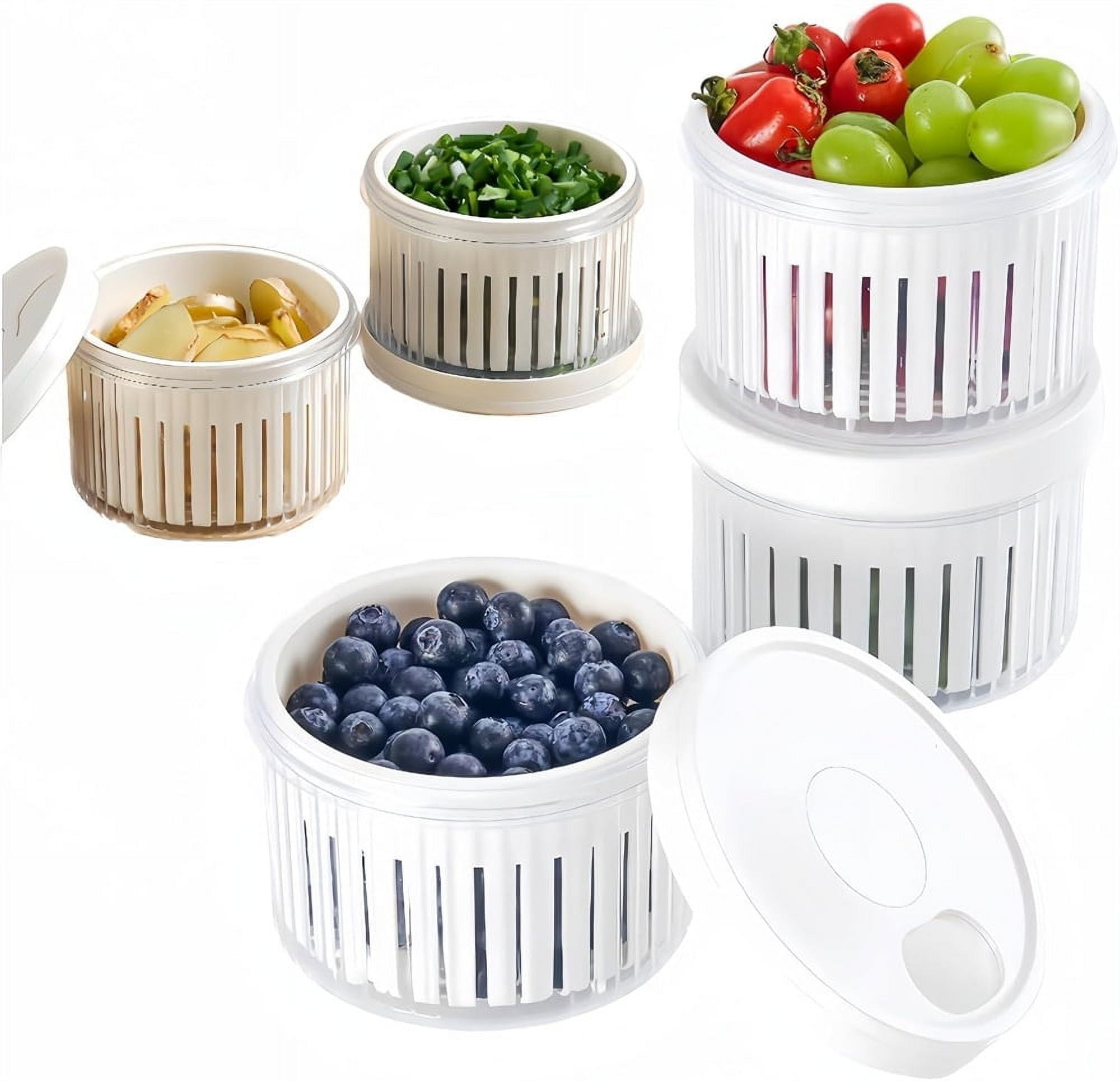 Set of 3 Fridge Scallion Box,Berry Storage Containers,Grape Keeper with ...