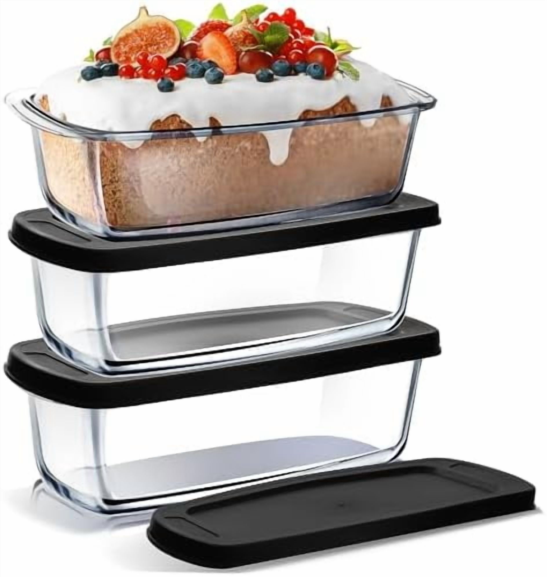 Set of 3 Glass Bread Loaf Pans for Baking Bread Pans for Homemade ...