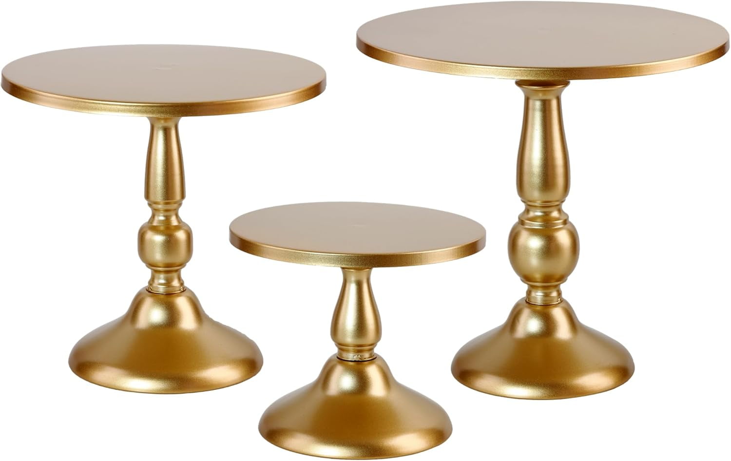 Set of 3 Gold Cake Stands, Metal Round Cake Holder Dessert Pie Pizza ...