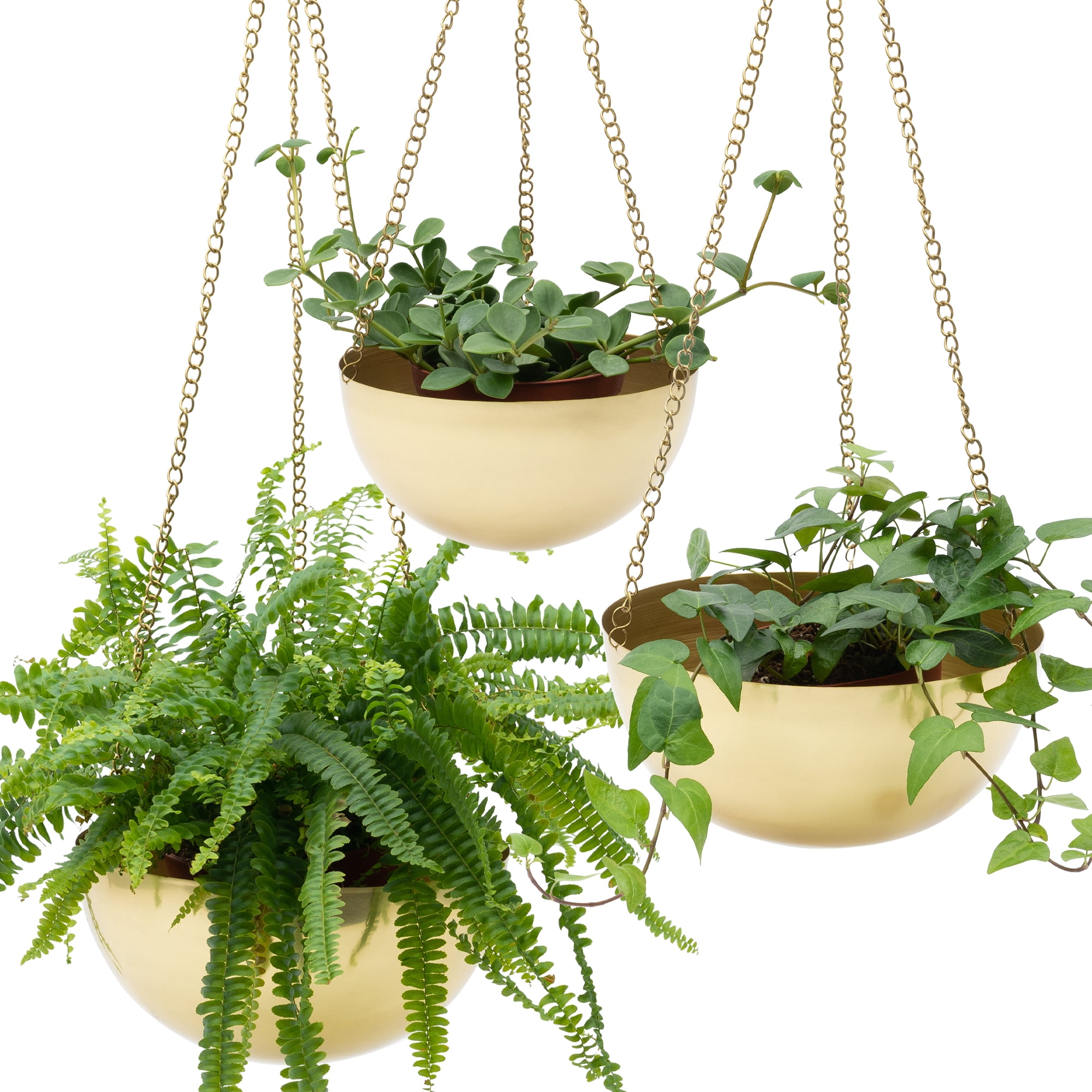 Kimisty 7” Round Hanging Planter, Gold, Indoor Outdoor Decor, 3 Count ...