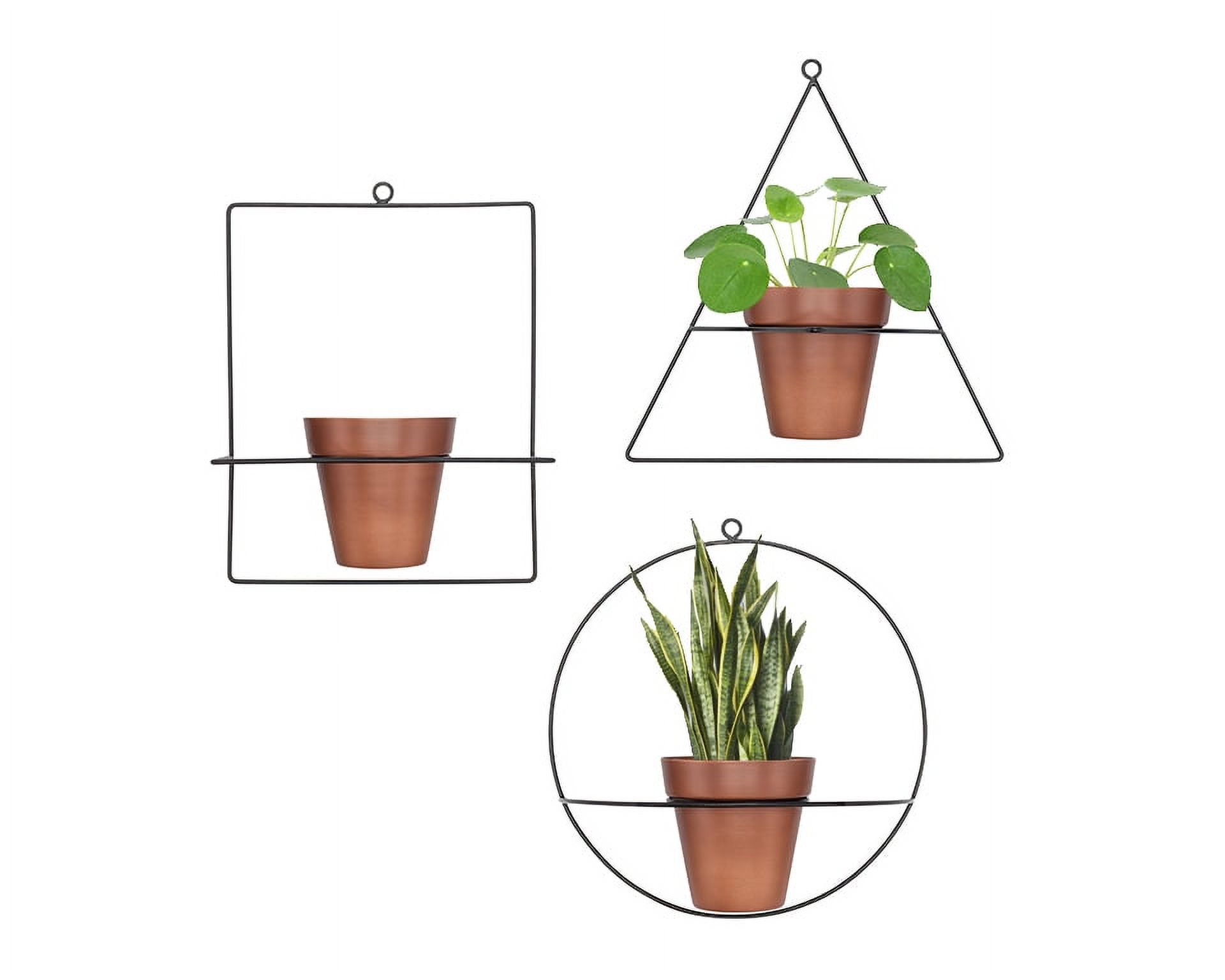 Set 3 Gold Wall Hanging Planters, Geometric Metal Boho Wall Decor ...