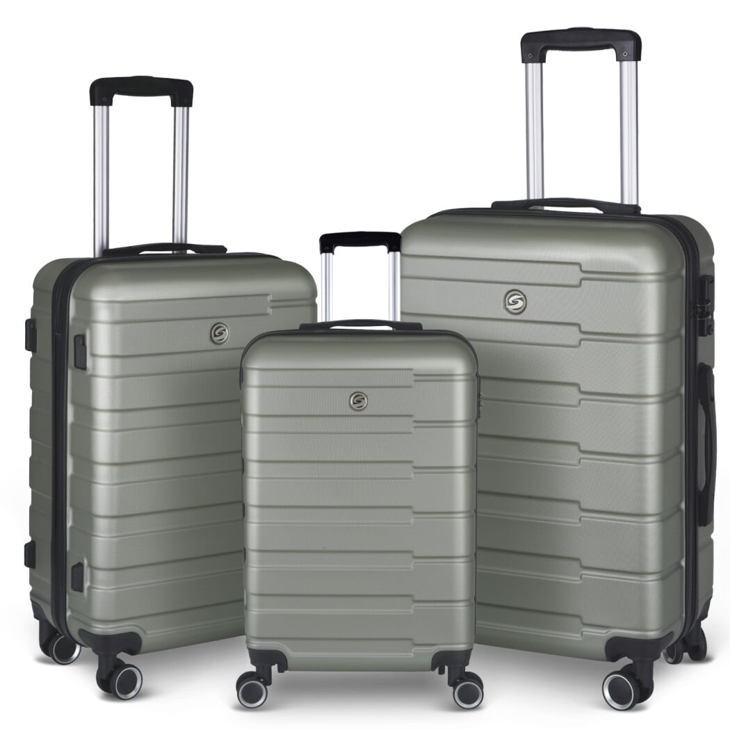 Set of 3 Hardside Luggage with 4 Spinner Wheels, 20” 24” 28”Travel ...