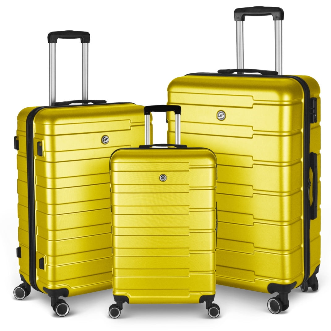 Set of 3 Hardside Luggage with 4 Spinner Wheels, 20” 24” 28”Travel ...