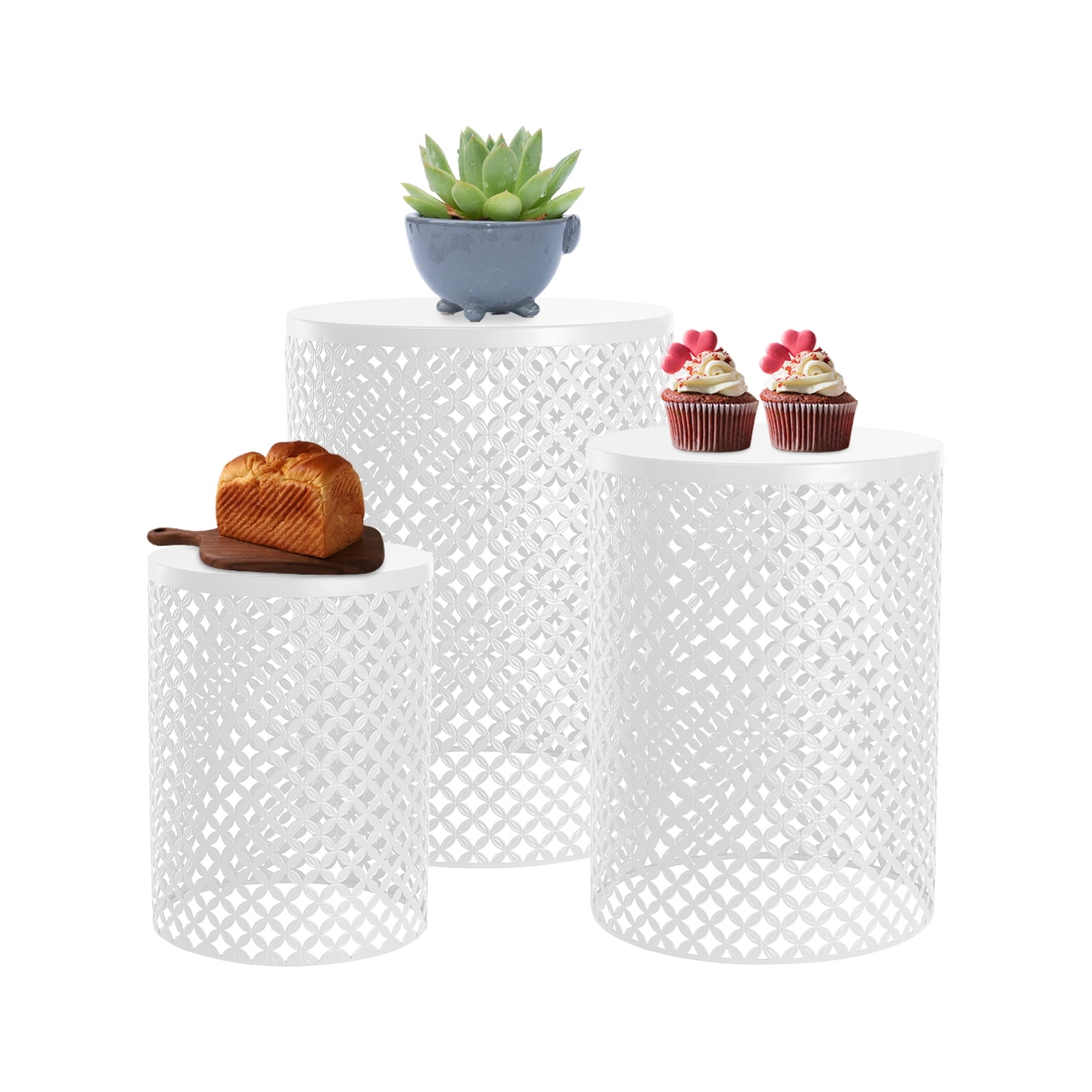 Set of 3 Heavy-Duty Metal Round Side Tables - Indoor/Outdoor Coffee ...