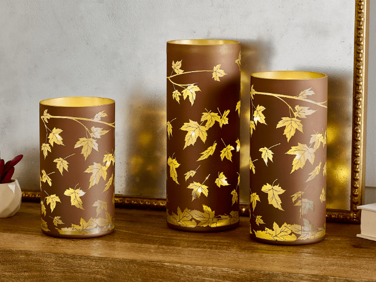 Set of 3 Illuminated Falling Leaves Light, Fall Leaves Lantern, Elegant ...