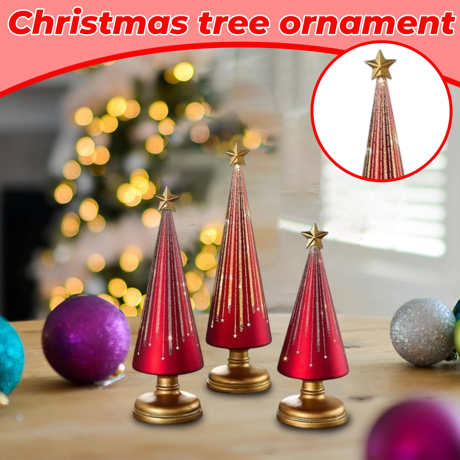 Set of 3 Illuminated Starry Night Christmas Trees – Festive Gingerbread ...
