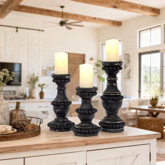MODE HOME Set of 3 Large Candle Holders for Pillar Candles, Farmhouse ...