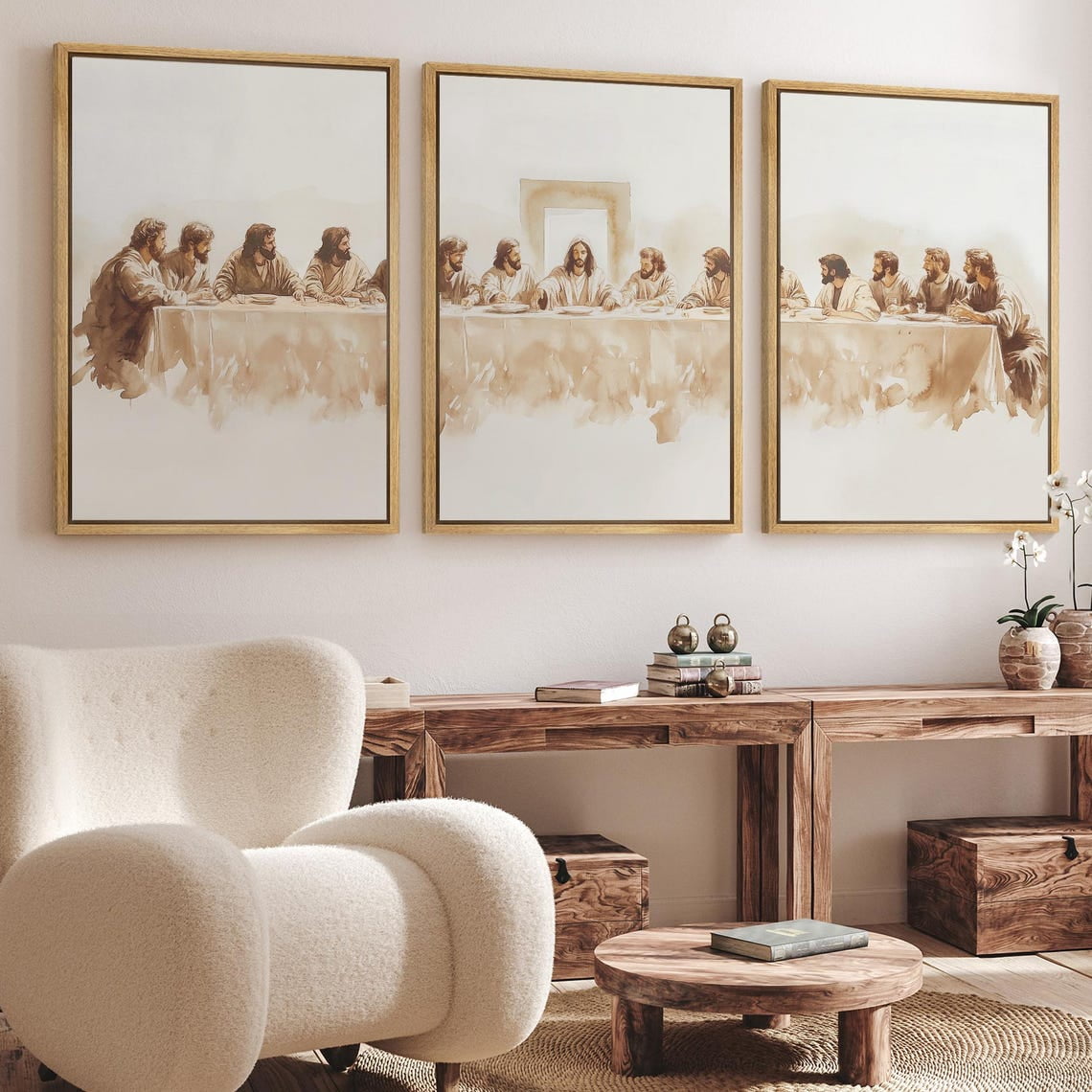 Set of 3 Last Supper Poster Vintage J-es-us Prints Wall Art Canvas ...