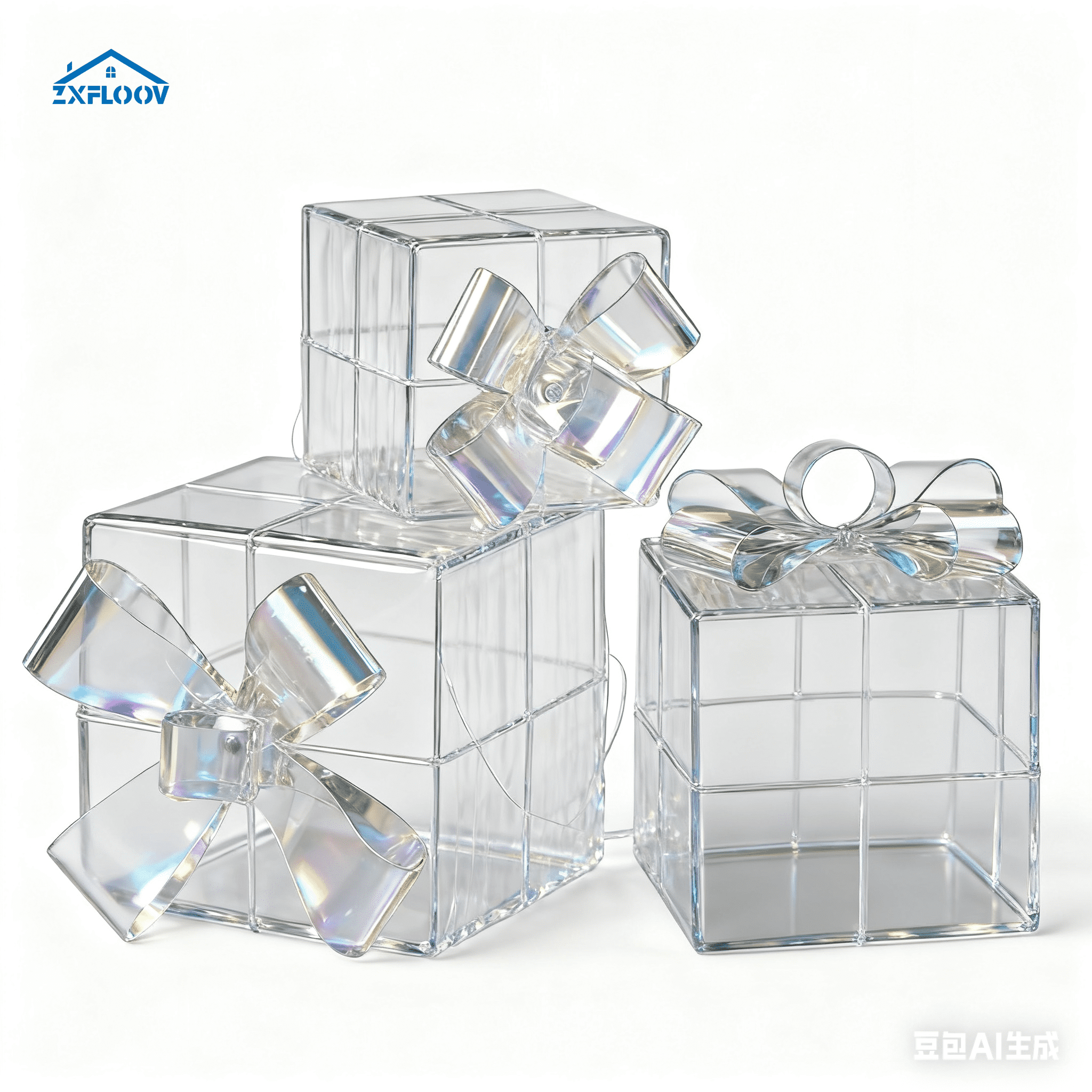 Set of 3 Lighted Iridescent Gift Boxes – Pre-lit Nestable Christmas ...