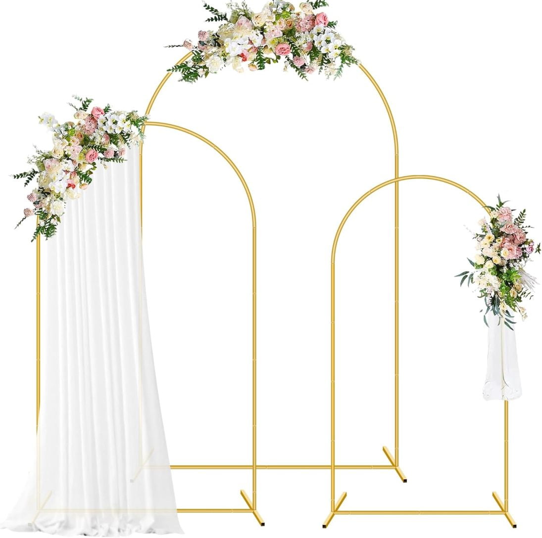 Set of 3 Metal Wedding Arch Backdrop Stand for Parties(7.2FT,6.6FT,6FT ...