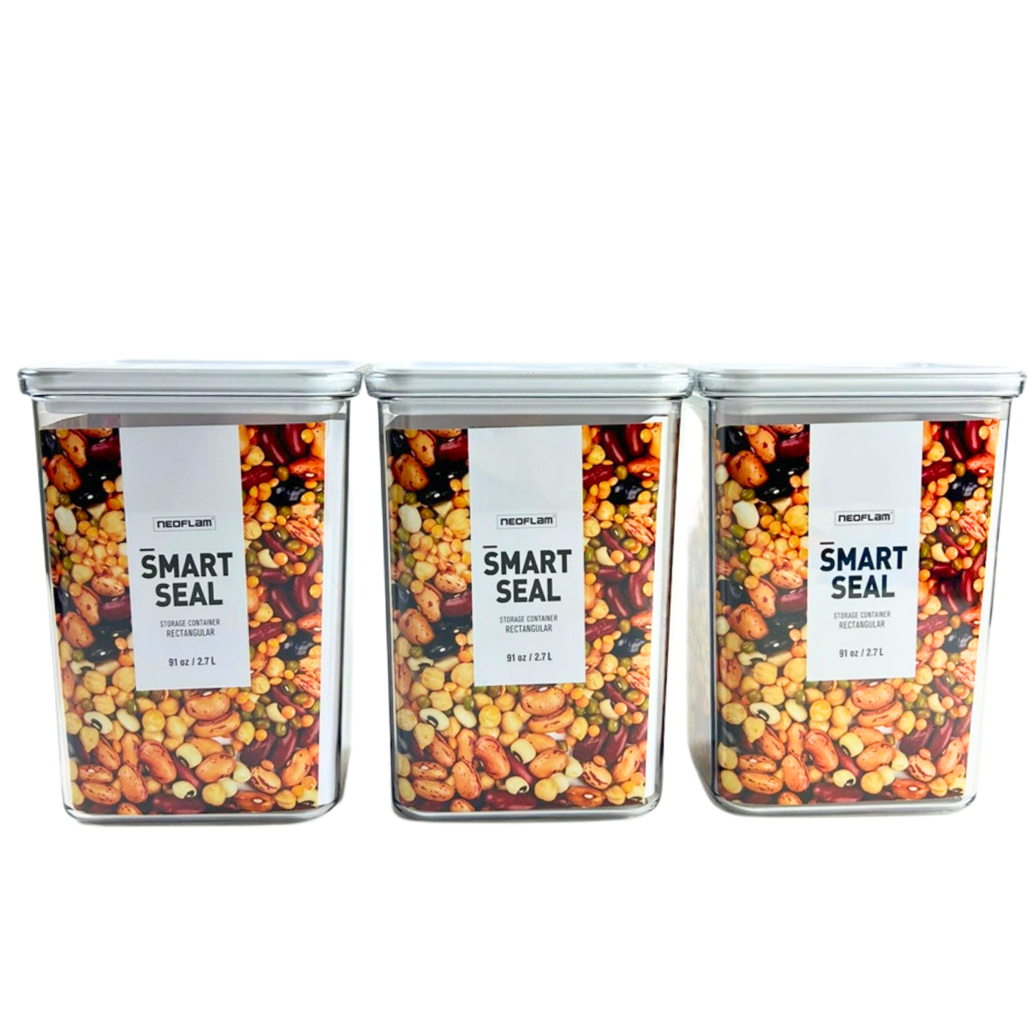 (Set of 3) NEOFLAM Airtight Smart Seal Food Storage Container | Crystal ...