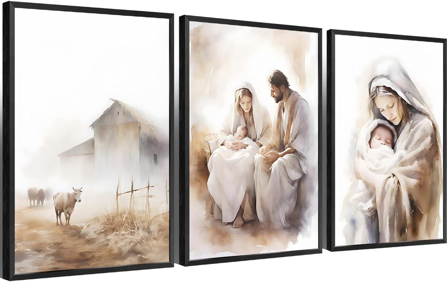 Set of 3 Nativity Scene Art – Christmas Jesus Christmas Wall Art ...