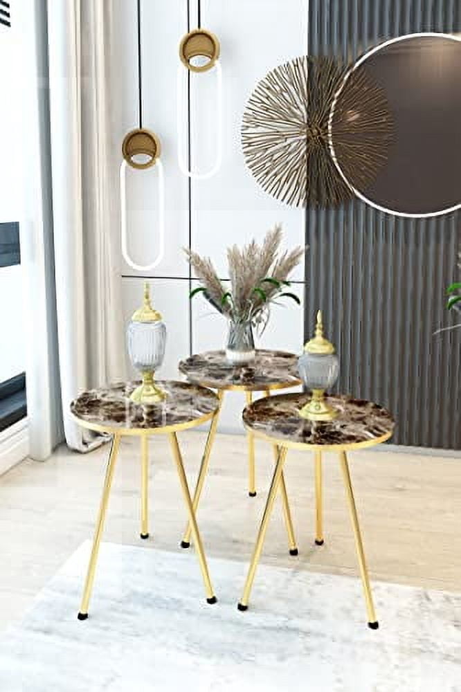 Set of 3 Nesting END Tables - Round Stacking Coffee Side Tables for ...