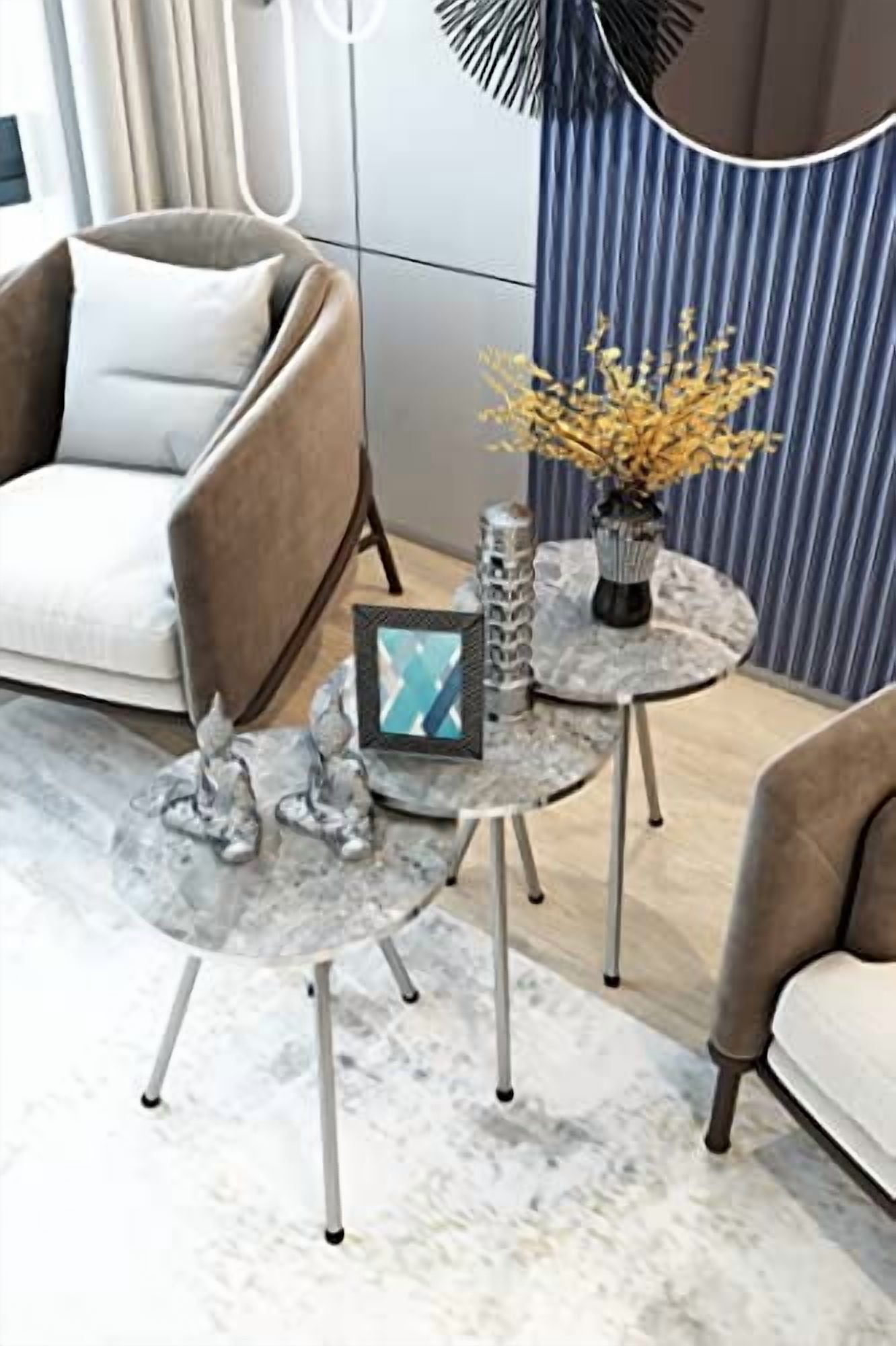 Set of 3 Nesting END Tables - Round Stacking Coffee Side Tables for ...