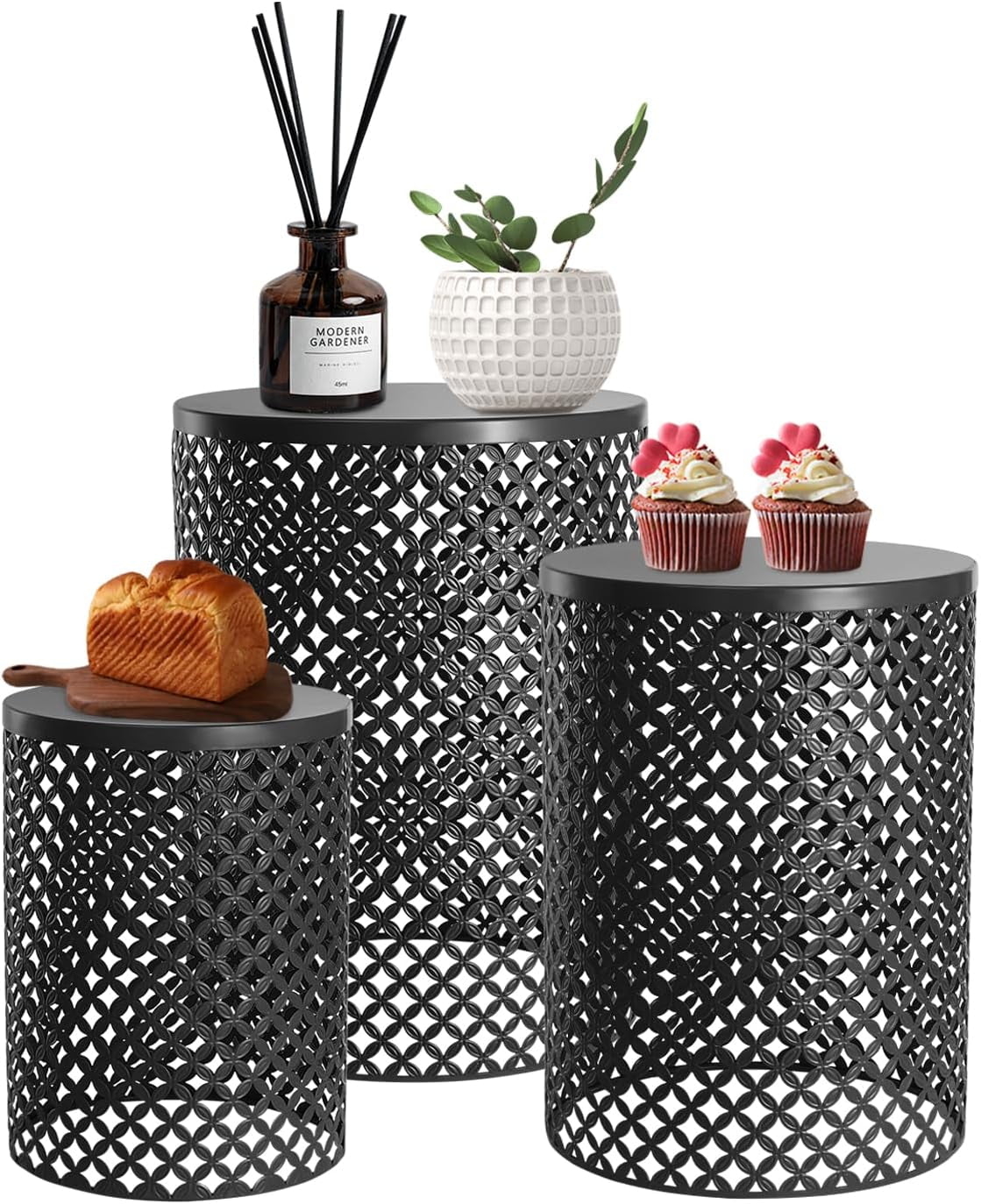 Set of 3 Nesting Side Table, Patio Side Table Iron Side Table Outdoor ...