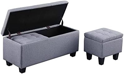 Set of 3 Nesting Storage Ottomans with Hinges – Multi-Functional ...