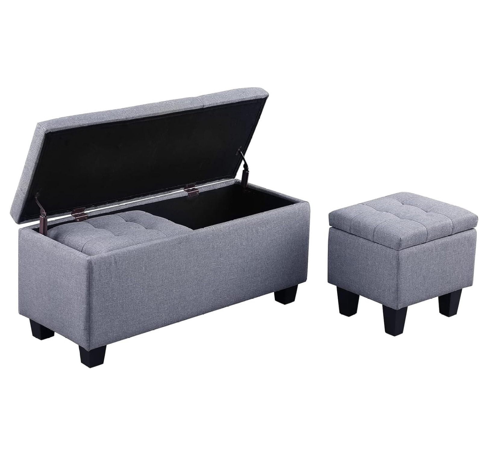 Set of 3 Nesting Storage Ottomans with Hinges – Multi-Functional ...