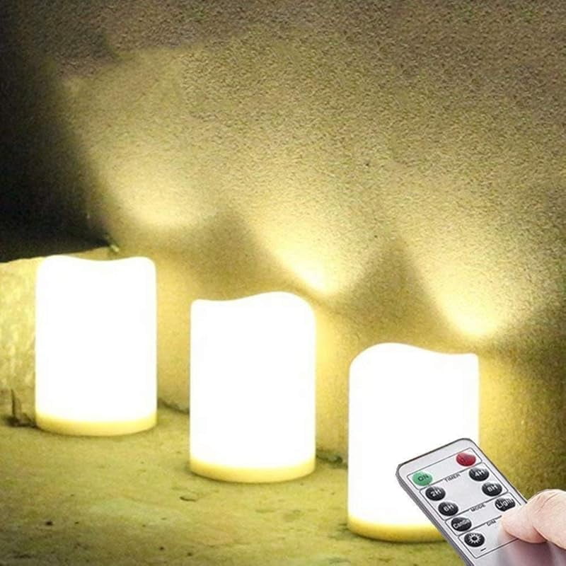 Set of 3 Outdoor IP44 Warm White LED Rainproof Waterproof Flameless ...