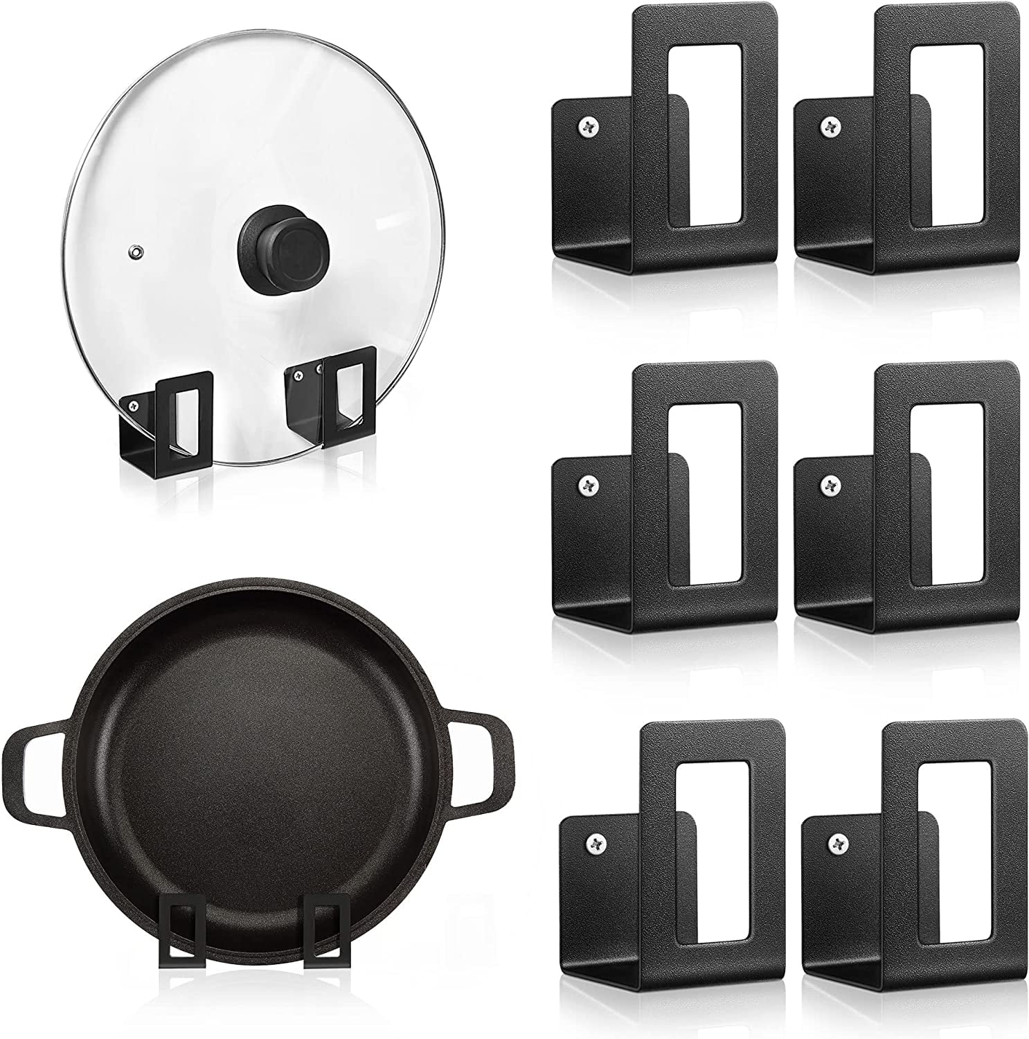 Set of 3 Pairs of Pot Lid Organizer for Cabinet Door, Drillable and ...