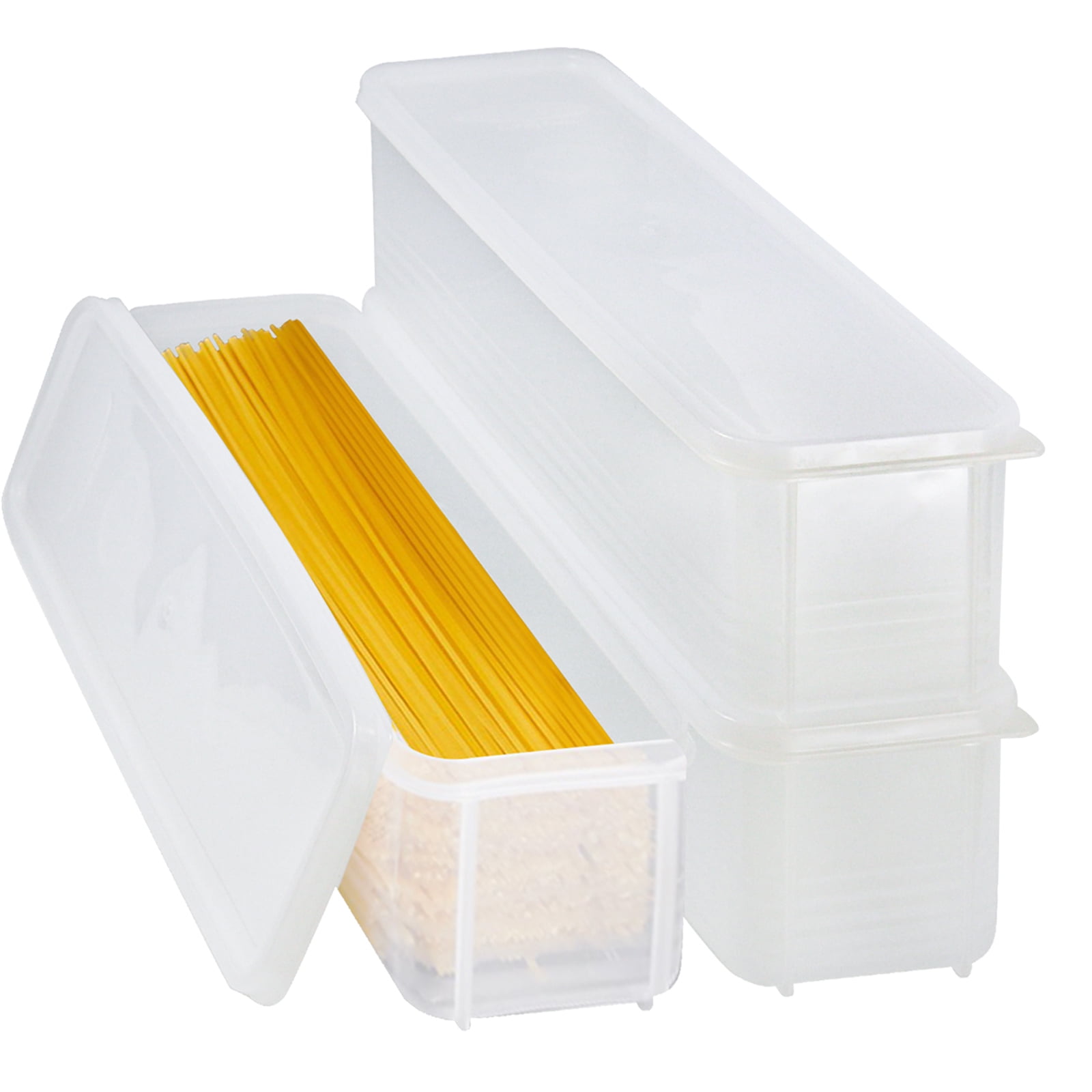 Set of 3 Pasta Storage Containers with Lid, Airtight Spaghetti Noodle ...