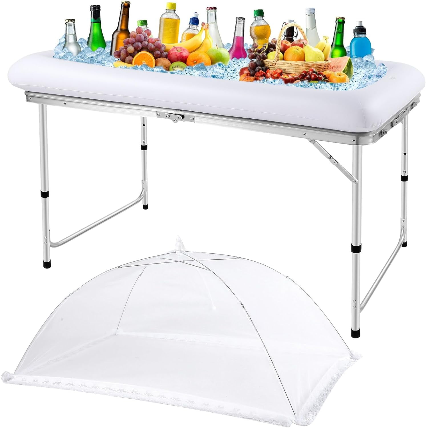 Set of 3 Pool Party Supplies 4 Foot Folding Ice Table Cooler Table ...