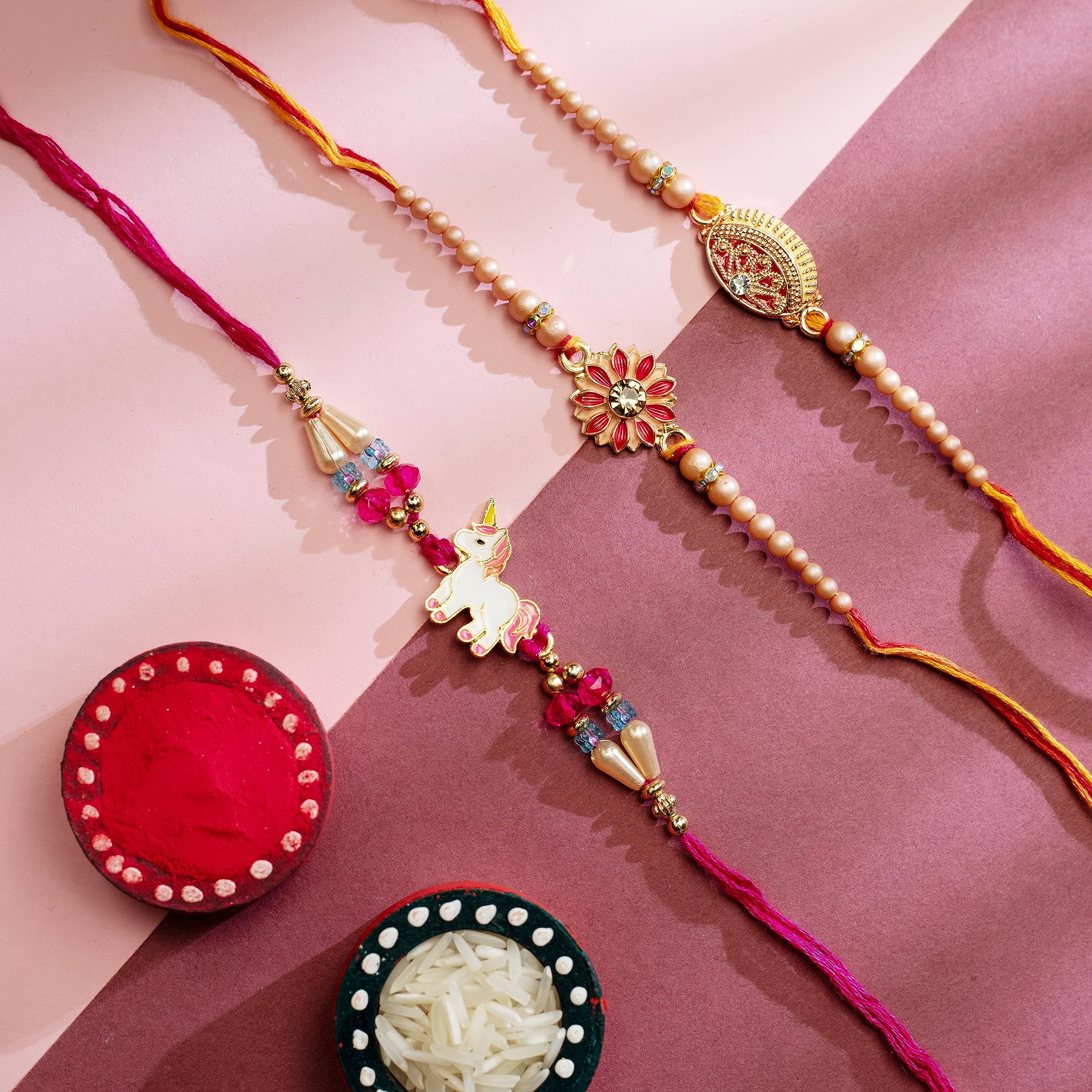 Set of 3 Rakhi for Brother Rakhi Thread for Bhai Bhabhi Bhaiya Bhabhi ...