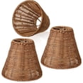 Set of 3 Rattan Lamp Shade Natural Rattan Clip-on Chandelier Lampshade ...