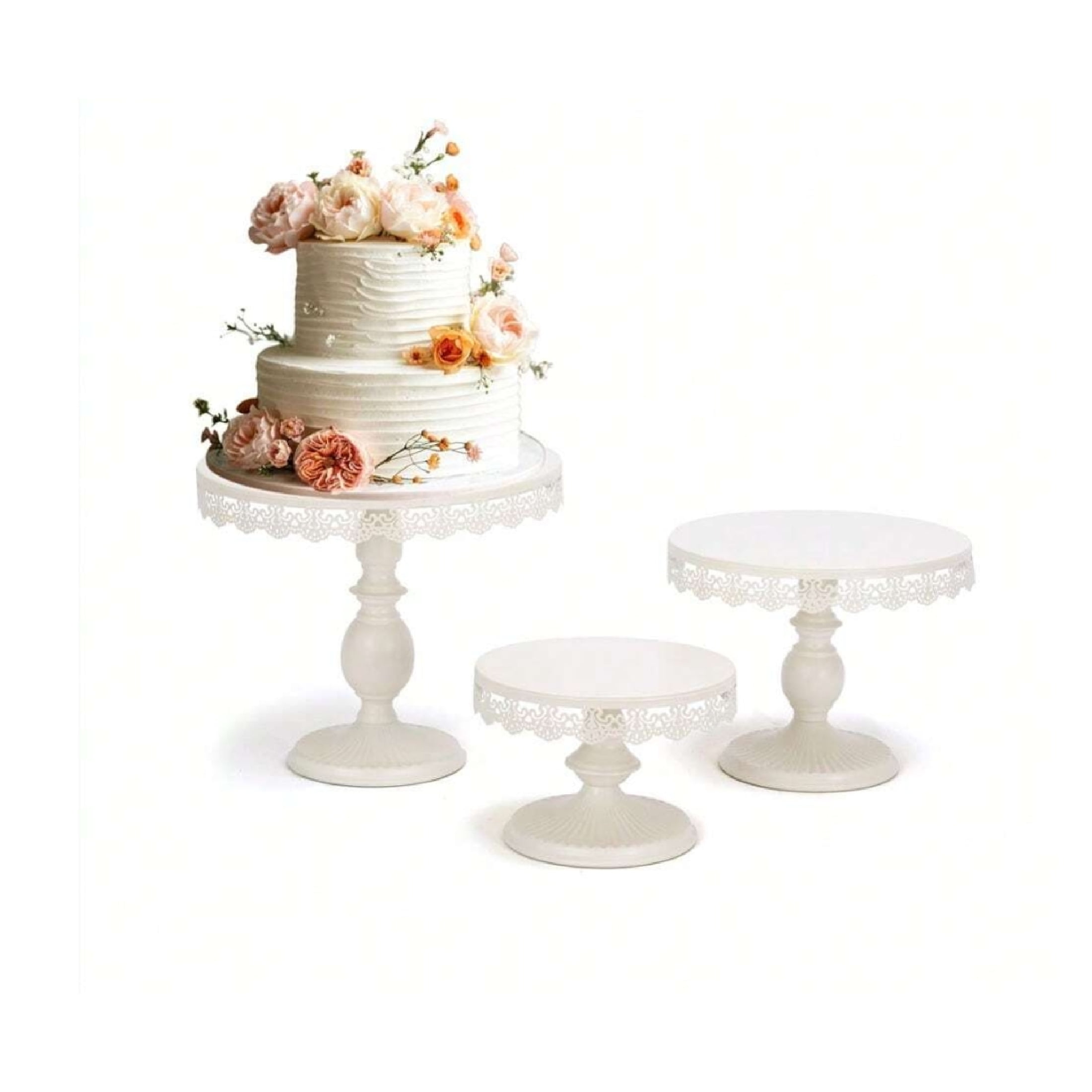 Set Of 3 Round Metal Cake Stand Set, Displaying Table For Birthday ...