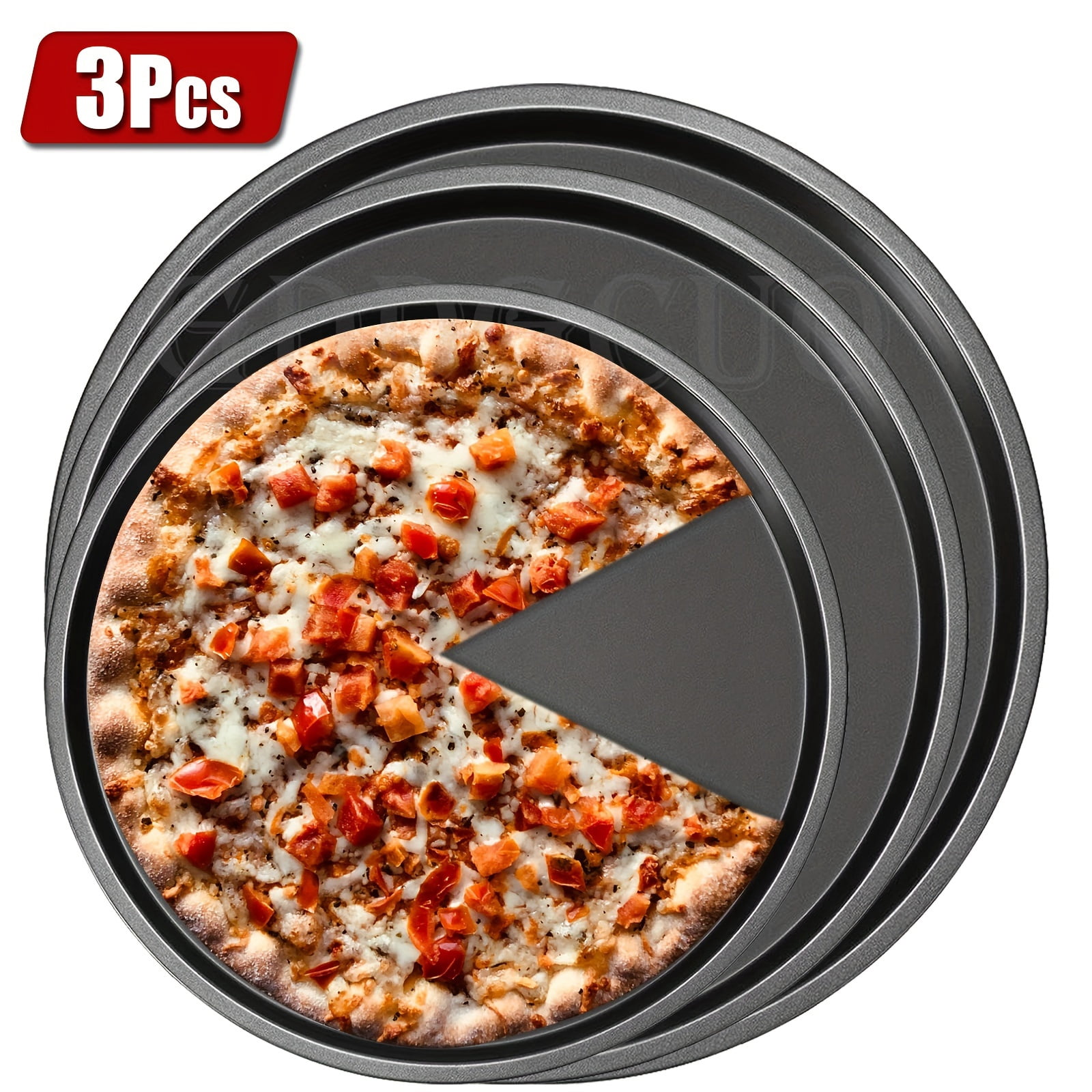 Set of 3, Round Pizza Pans Suitable for The Oven, Non-Stick Pizza Trays ...