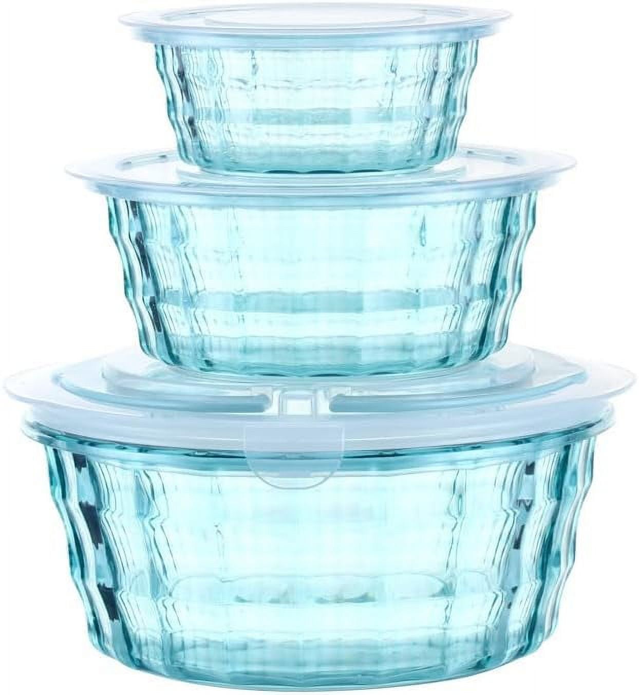 Set of 3 Salad Bowls with Lids, Food Storage Bowls with Lids & Handles ...