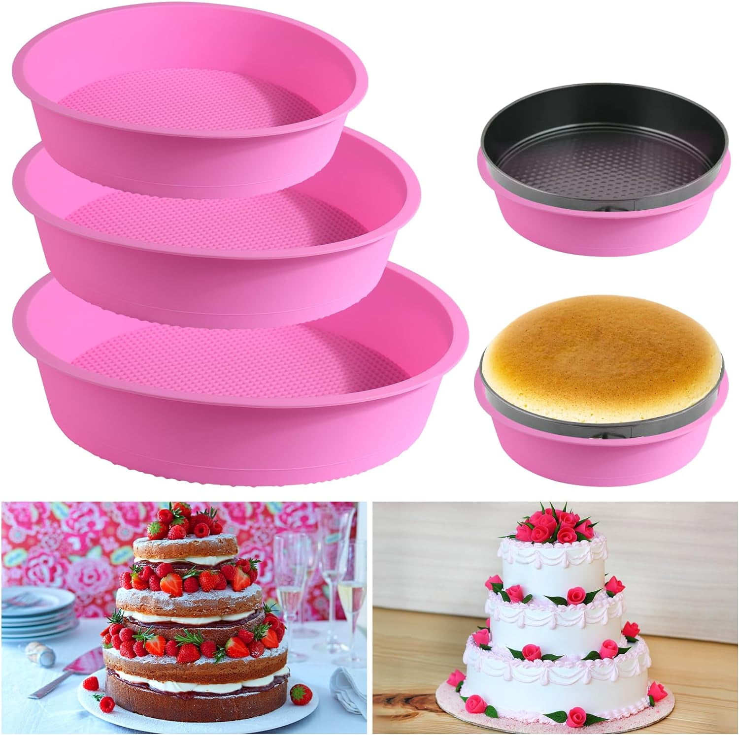 Set of 3 Silicone Cheesecake Pan Protector for Round Springform Pan 4/7 ...