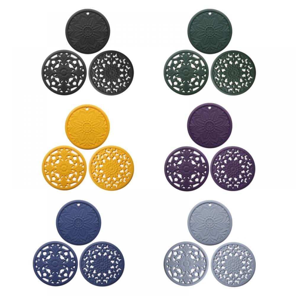 Set of 3 Silicone Mat-Hot Pot Holder Hot Pads for Table & Countertop ...