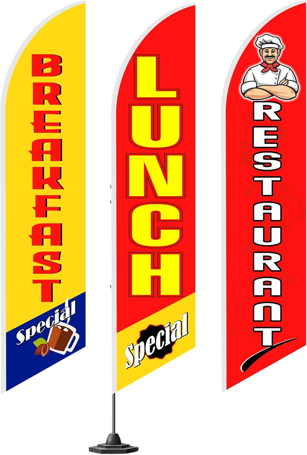 Set of 3 Single Sided 12x2.5 Feet Tall Feather Tapestry "Breakfast and ...