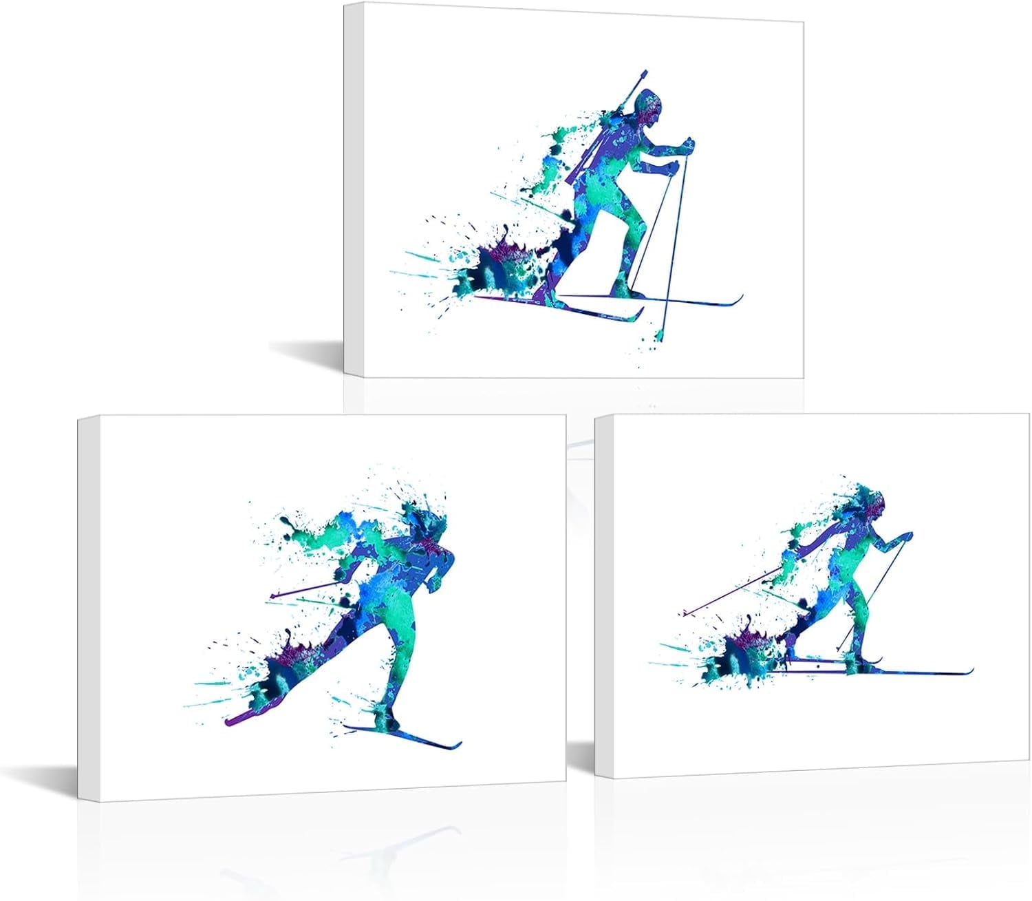 Set of 3 Ski Sports Wall Decor Skiing Watercolor Canvas Prints Art ...
