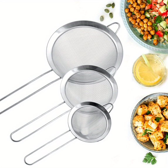 Set of 3 Stainless Steel Conical Strainers - 2.7", 3.9" & 5.5" Sizes ...